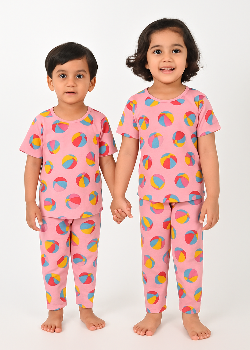 Pink Beach Ball Print Kids Nightwear Set – Fine Fashion